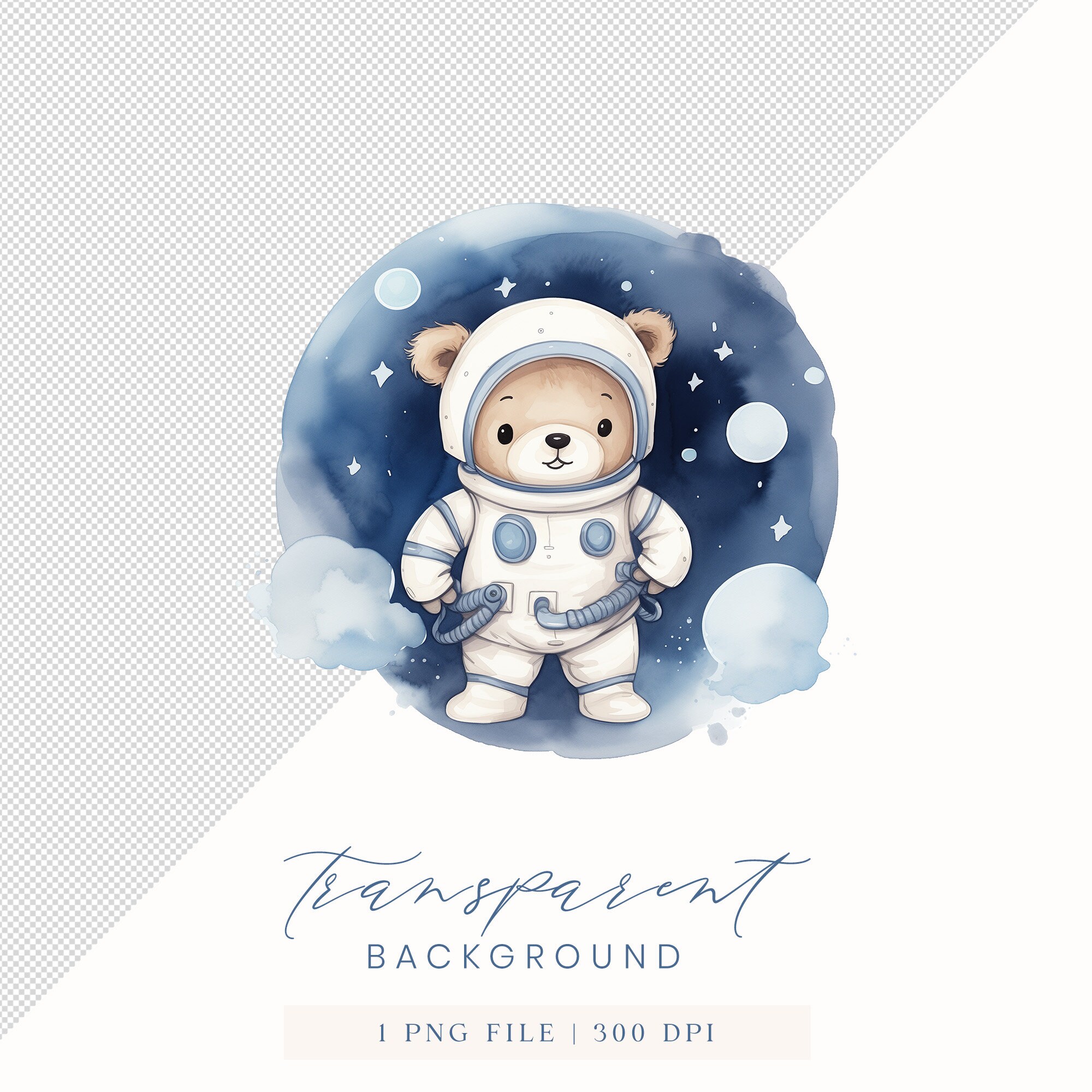 Watercolor Teddy Bear Graphic, Teddy Bear Clipart Astronaut, Nursery ...
