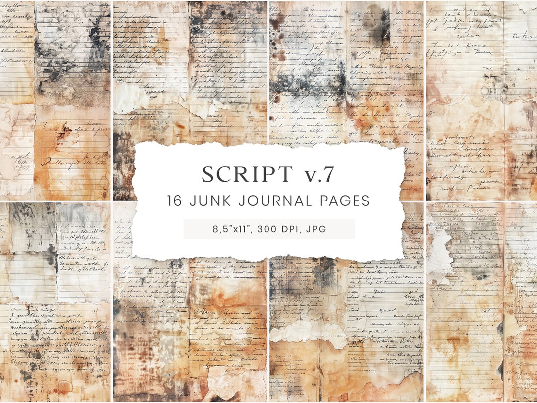 Script Junk Journal Pages, Writing Junk Journal, Text Journal Pages ...