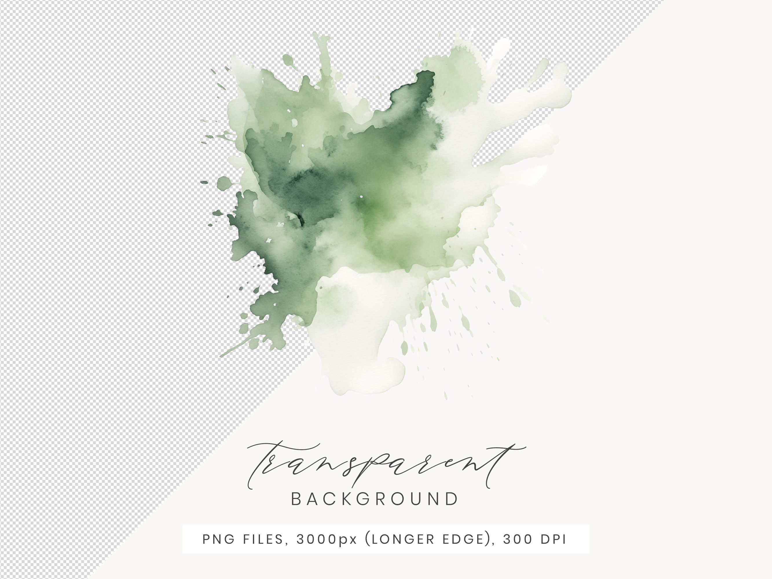 Green Watercolor Splatter Clipart, Abstract Watercolor Shapes, Green ...