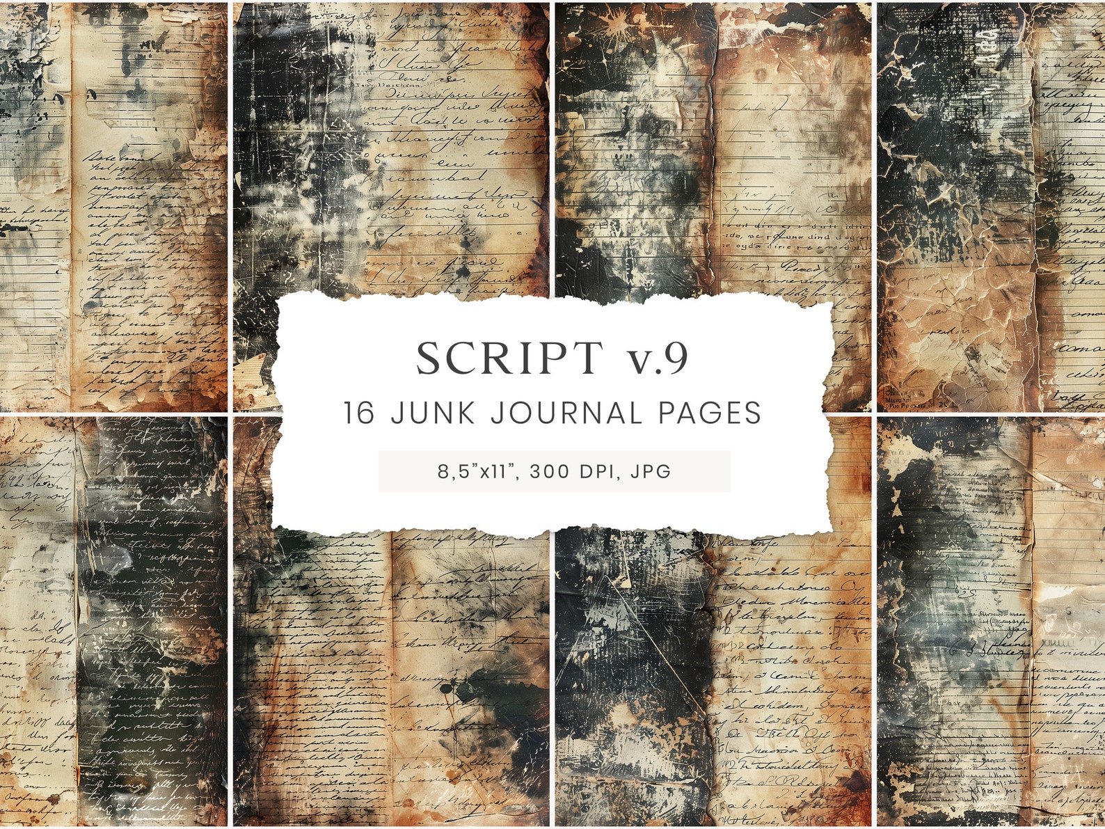 Script Junk Journal Pages, Writing Junk Journal, Text Journal Pages ...