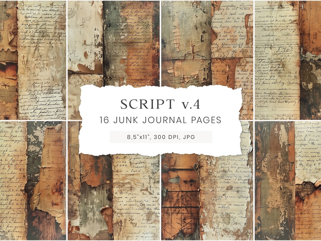 Script Junk Journal Pages, Writing Junk Journal, Blank Journal Pages ...