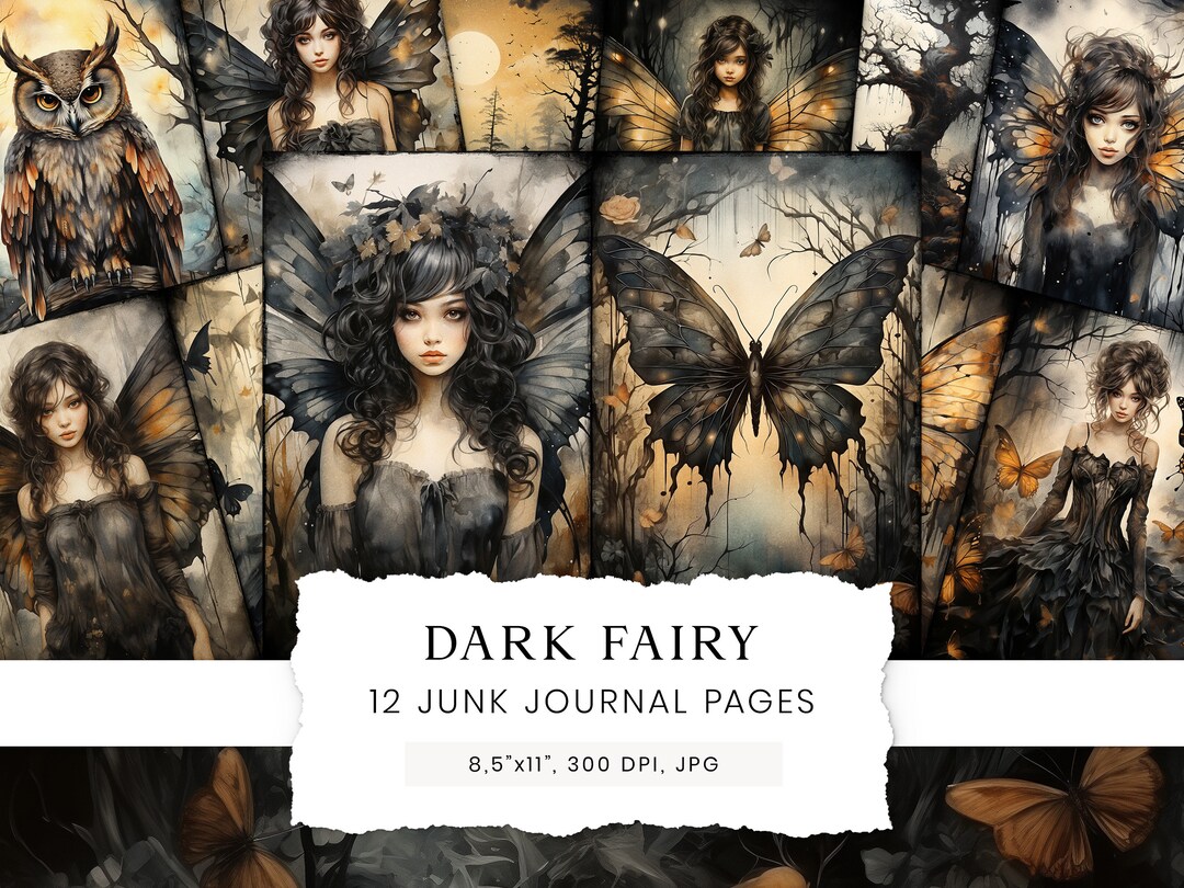 Dark Fairy Junk Journal Pages, Gothic Digital Paper, Magic Junk Journal ...