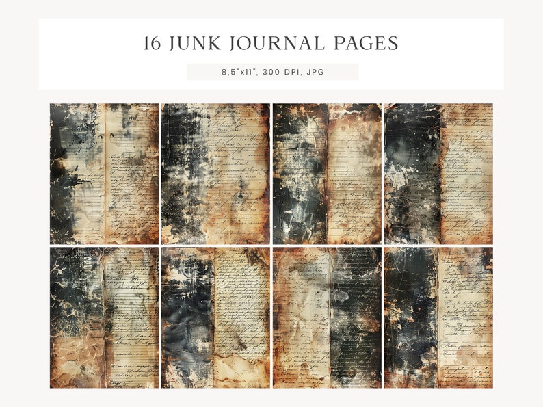 Script Junk Journal Pages, Writing Junk Journal, Text Journal Pages ...
