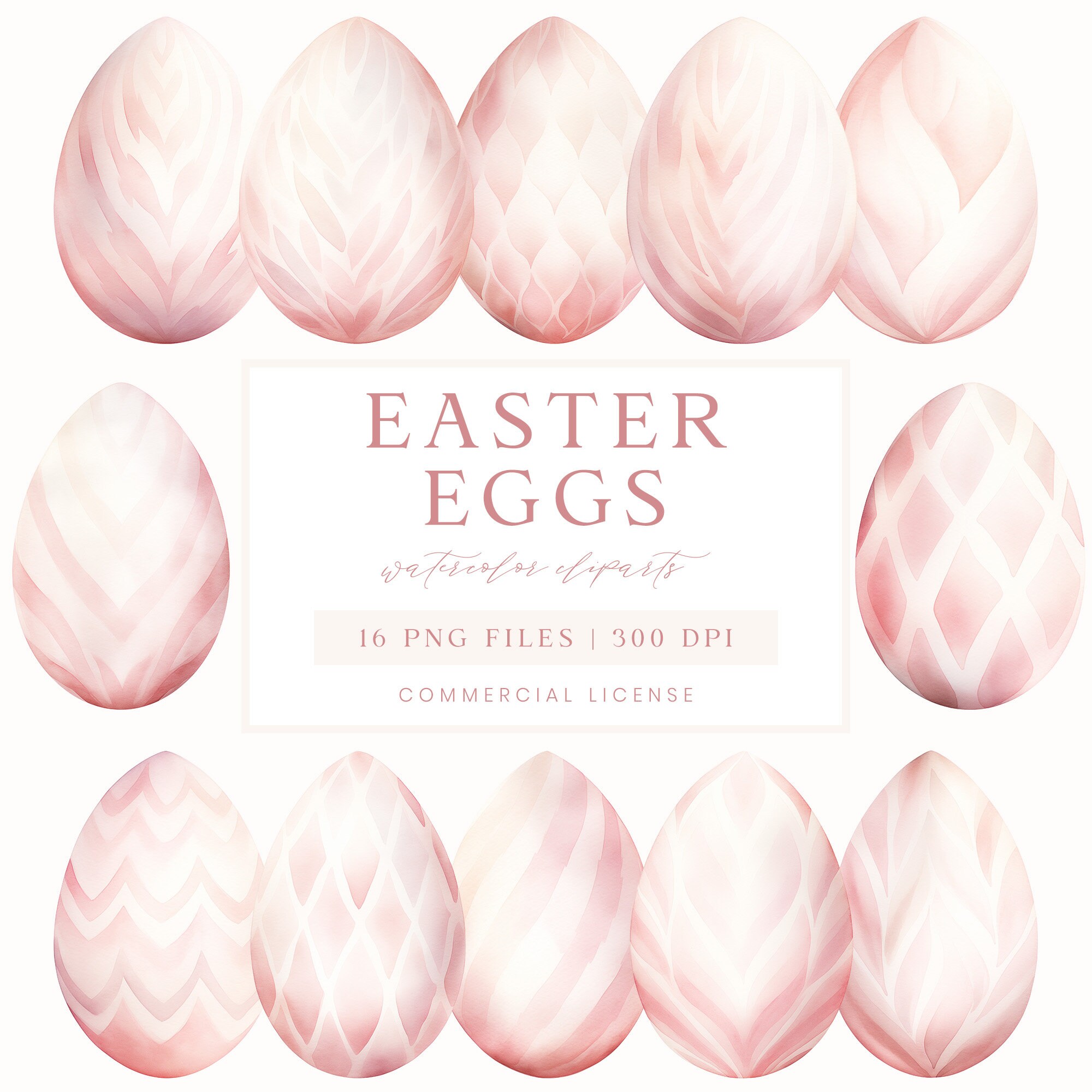Easter Eggs Clipart, Watercolor Easter Cliparts, Spring Clipart, Pastel ...