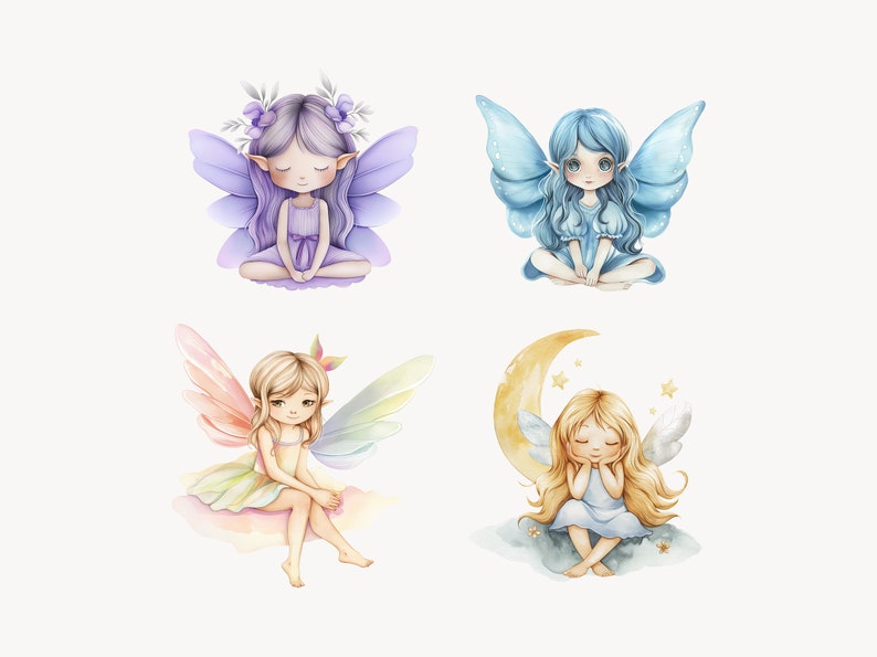 Fairy Clipart Bundle, Cute Fairy Graphic, Kids Invitation Clipart, Baby ...