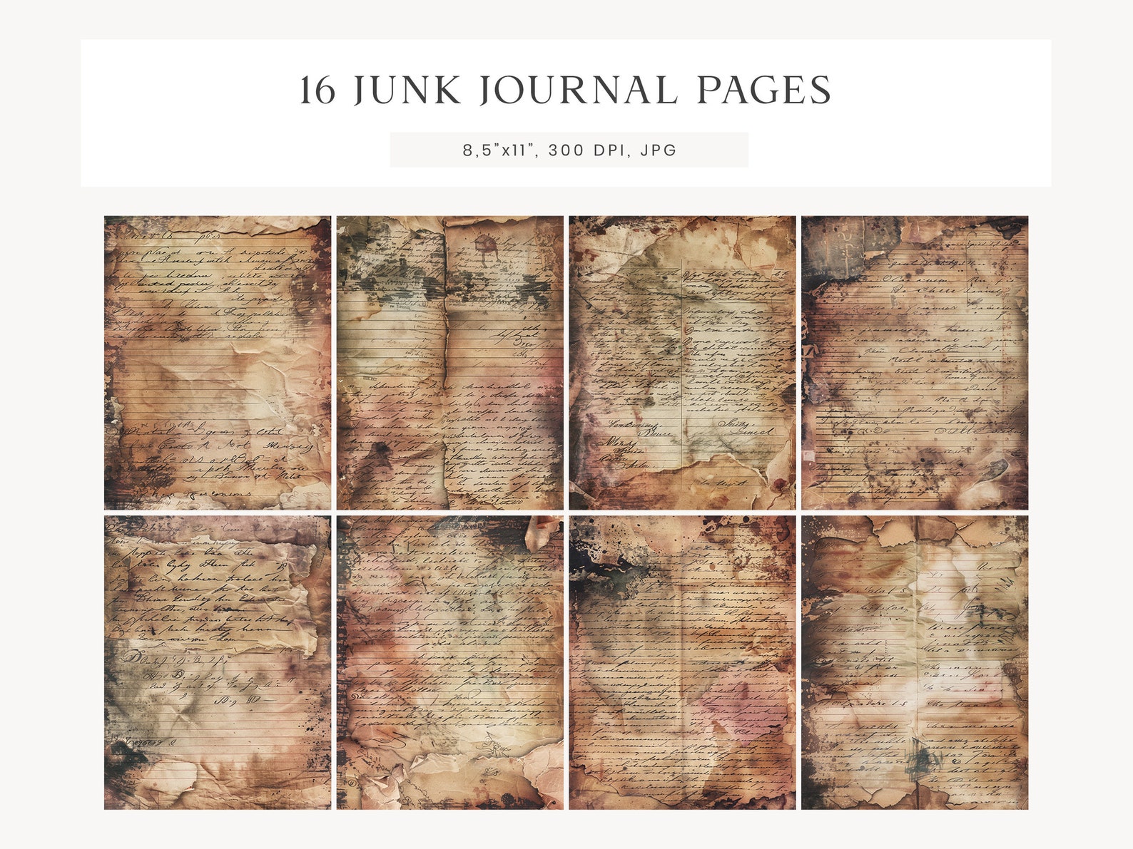 Old Paper Junk Journal Pages, Writing Junk Journal, Text Journal Pages ...
