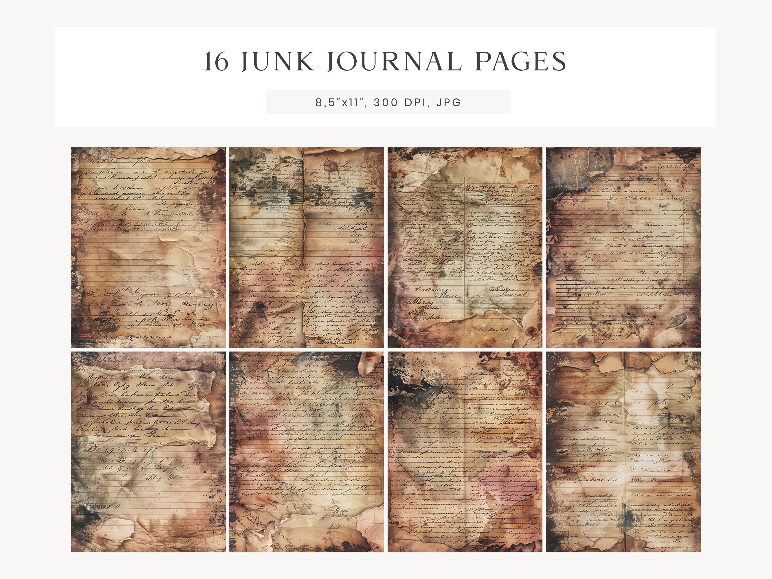 Old Paper Junk Journal Pages, Writing Junk Journal, Text Journal Pages ...