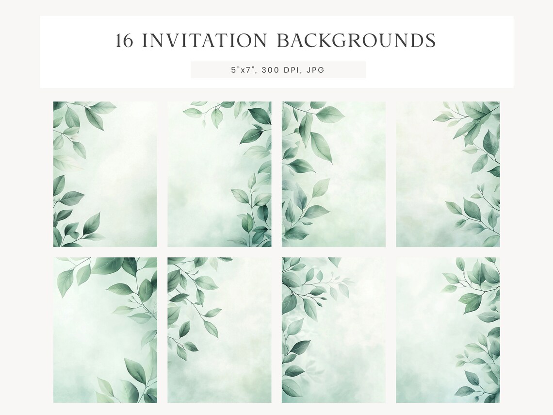 Greenery Border Invitation Backgrounds, Floral Watercolor Texture ...