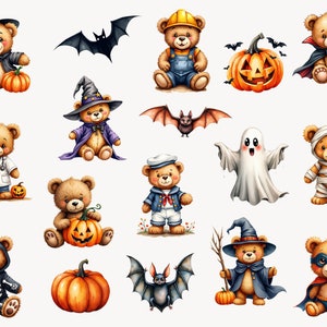 Halloween Teddy Bear Clipart, Spooky Bear Clipart, Clipart for ...