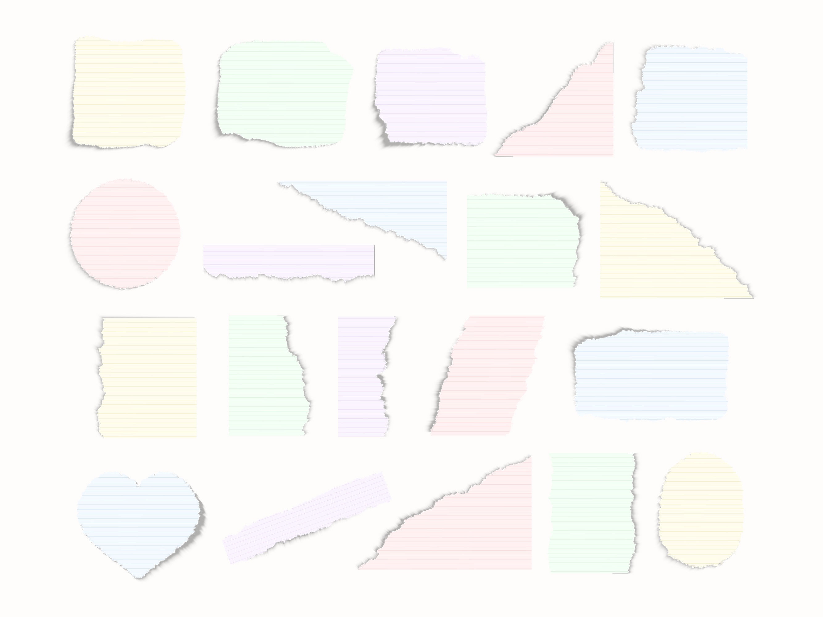 Pastel Torn Paper for Scrapbooking, Pieces of Lined Torn Paper ...