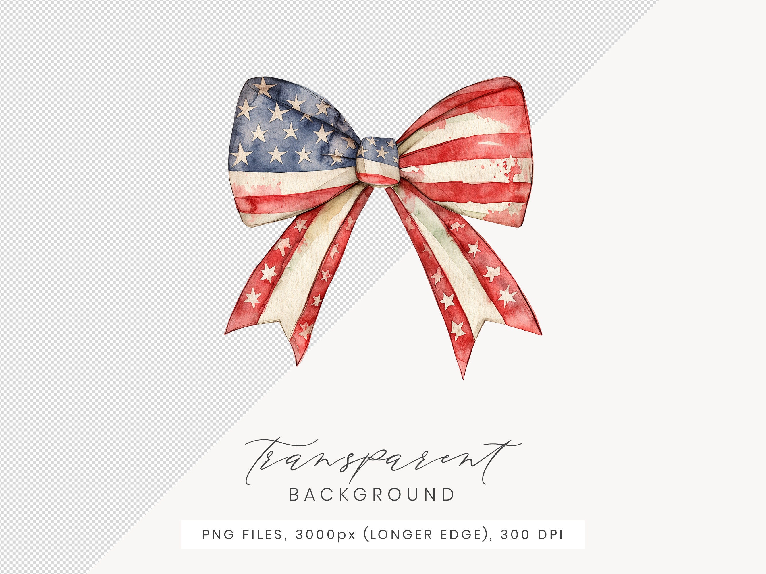 4th of July Bows Clipart, Watercolor Patriotic Bows, Fourth of July ...