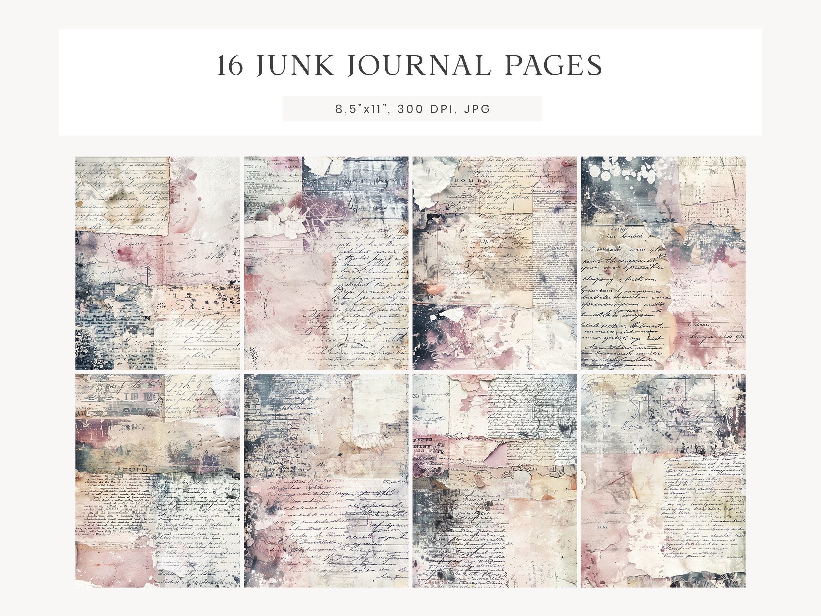 Script Junk Journal Pages, Writing Junk Journal, Text Journal Pages ...