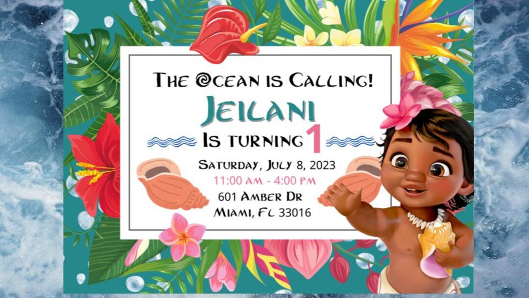 Instant Editable Baby Moana Birthday Invitation - Etsy