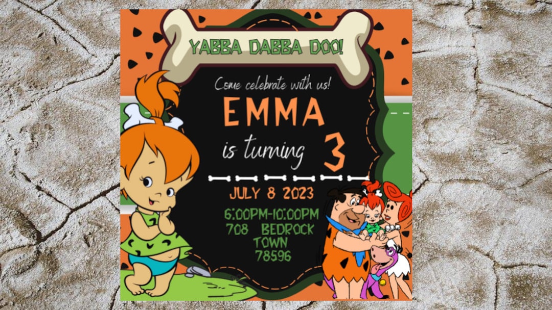 Instant Editable Pebbles Birthday Invite - Etsy