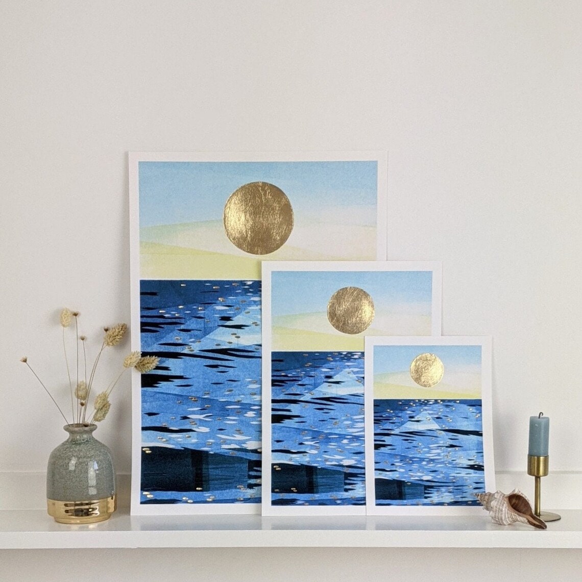 Sunset Beach Print, Ocean Waves Poster, Coastal Sunrise Poster, Ocean ...