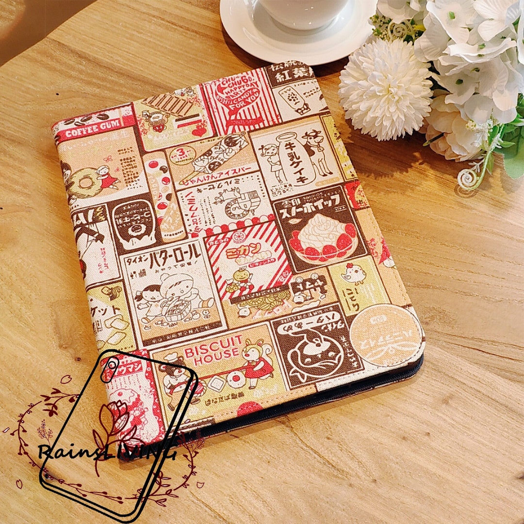 Japanese Style Cartoon Fabric iPad Case Built-in Charging Pen Slot for ...