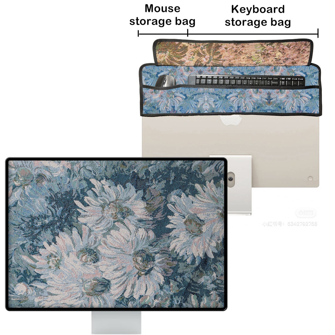 Computer Monitor Embroidery Fabric Dust Cover, Imac Dust Cover, Studio ...