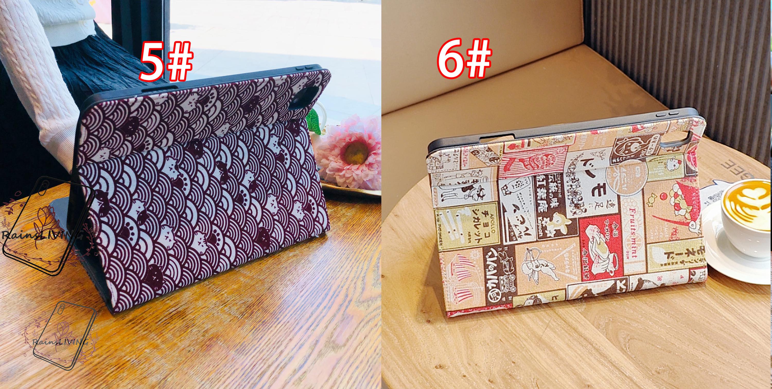 Japanese Style Embroidered Pattern Fabric iPad Case With Auto Sleep ...