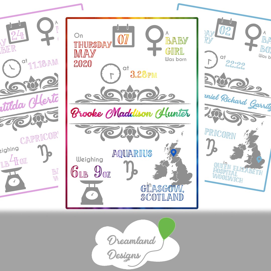 New Baby Details Print - Etsy