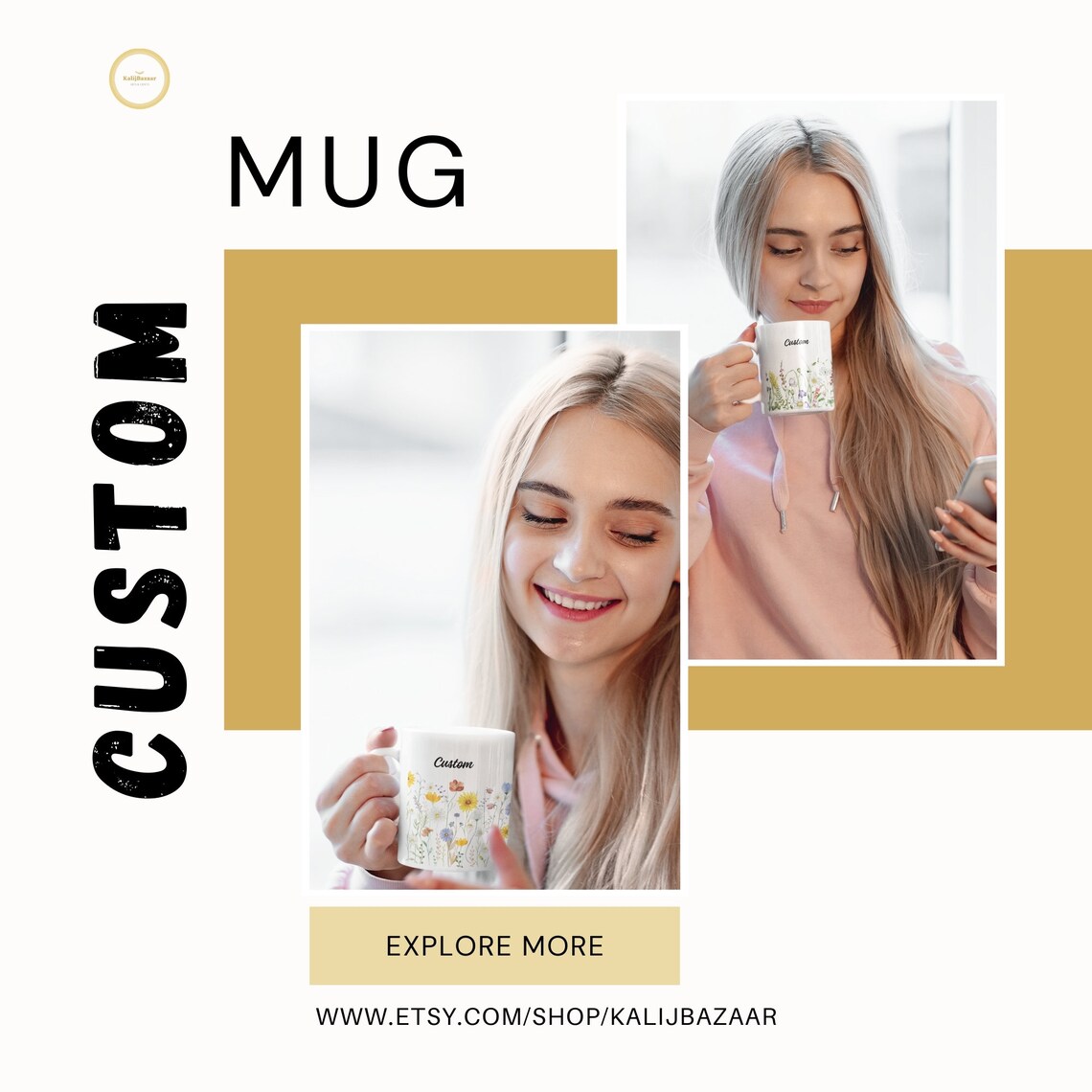 Personalized Floral Mom Mug, Custom Floral Coffee Mug, Custom Text Mug ...