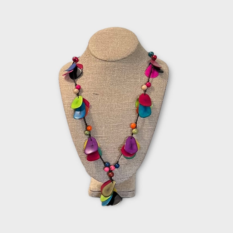 Multicolor Tagua Nut & Acai Beads Necklace,eco-friendly Fashion Jewelry ...
