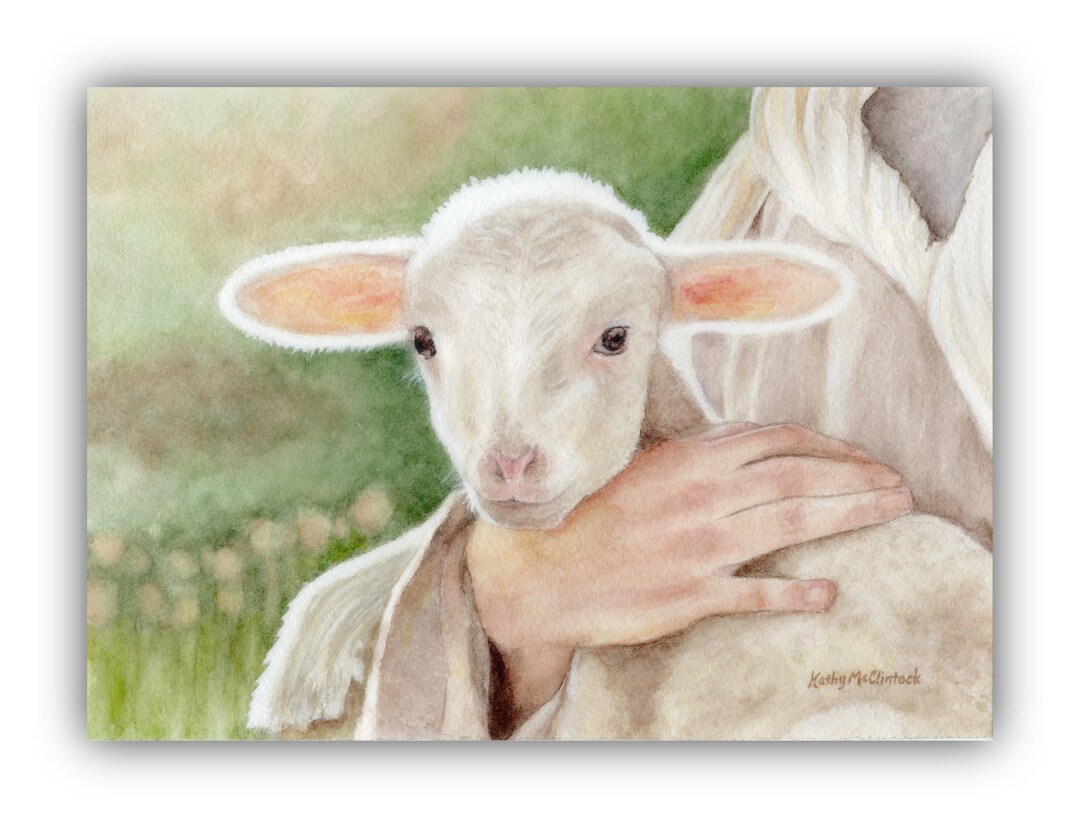 Lamb and Shepherd - ORIGINAL Watercolor Painting, 5"x7" Art, Home Decor ...