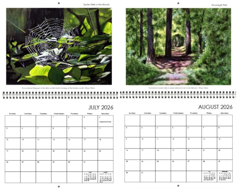 2026 Nature Wall Calendar: Original Paintings (11x17) - Etsy