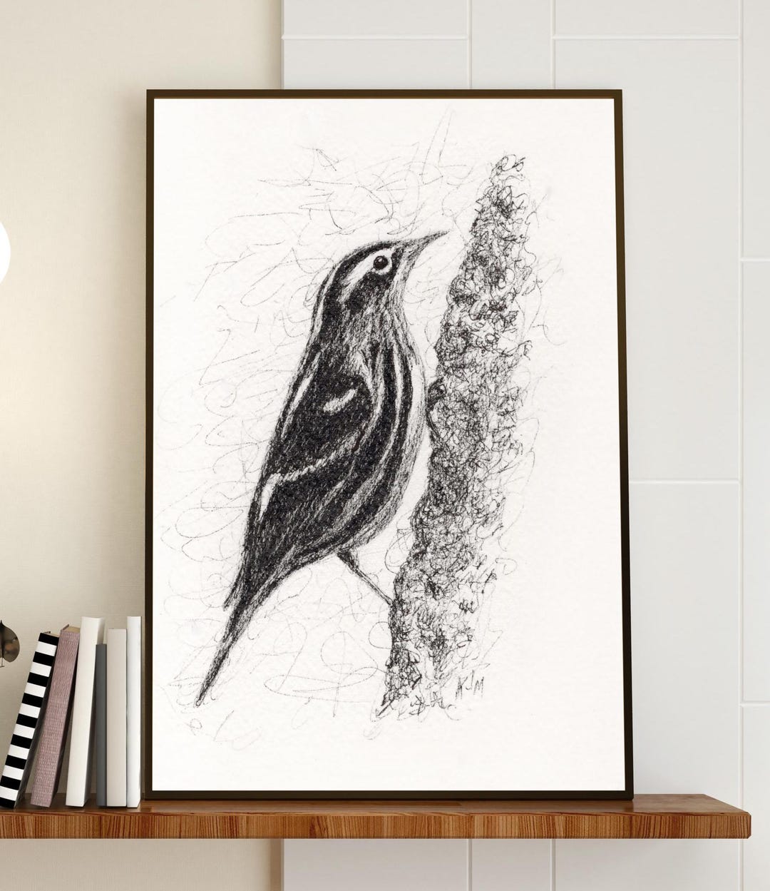 Black-and-white Warbler-print of My Original Ink Line Drawing, Nature ...