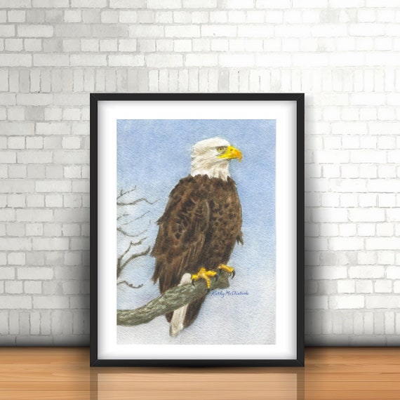 American Bald Eagle PRINT of My Original Watercolor Bird - Etsy