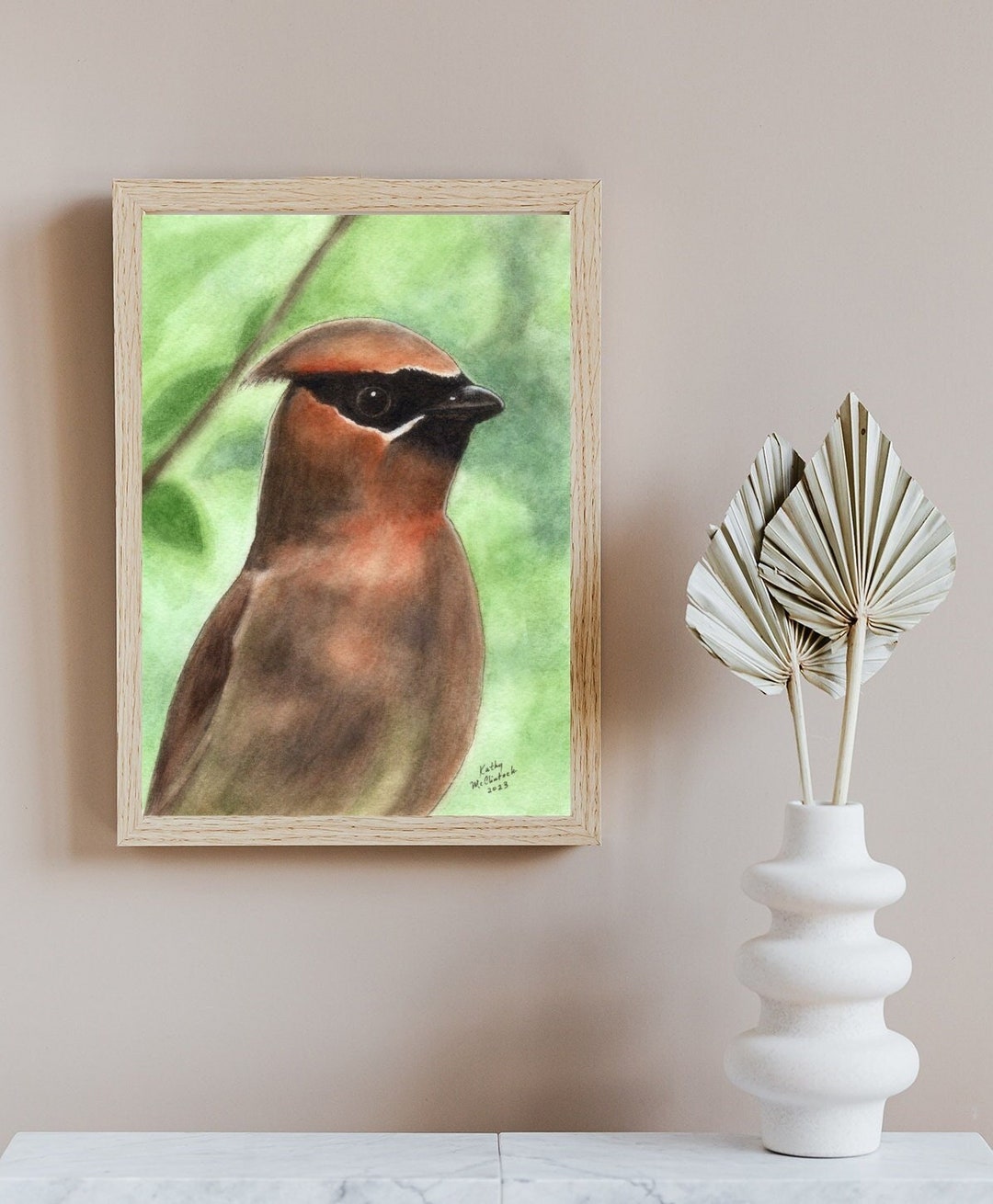 Cedar Waxwing in Shadows - PRINT of My Original Watercolor Bird Painting Art, Nature Art ...