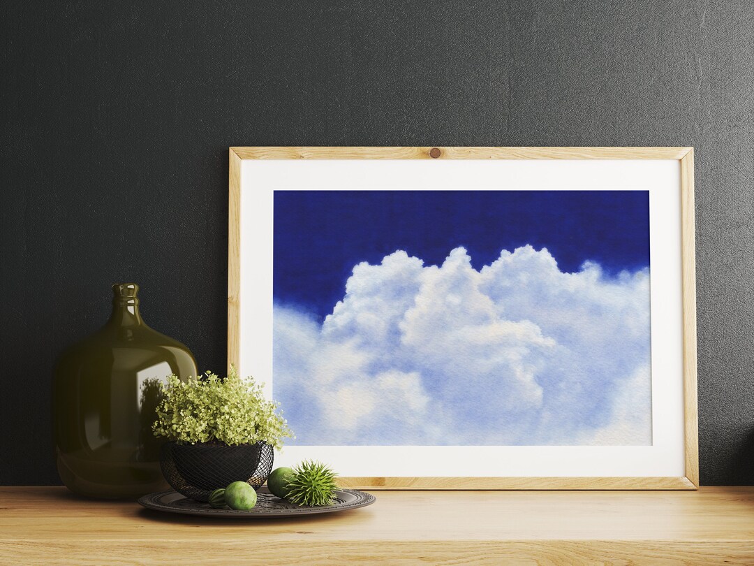 Fluffy Clouds in Blue Sky - PRINT of My Original Watercolor Painting ...