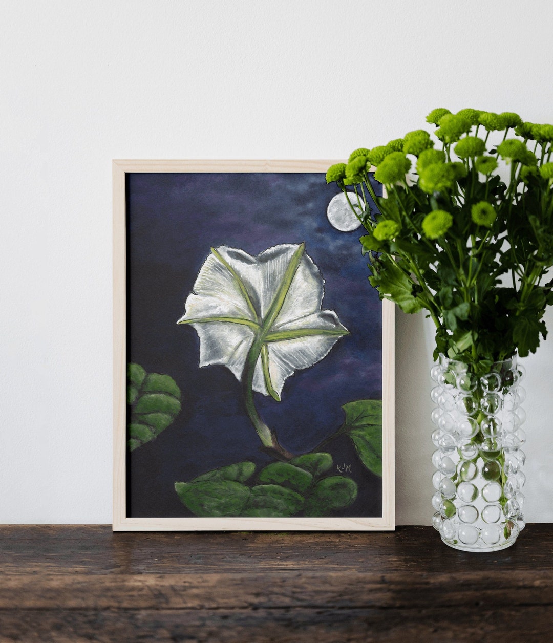 Moonflower Watercolor Painting Print: Night Landscape Wall Art - Etsy