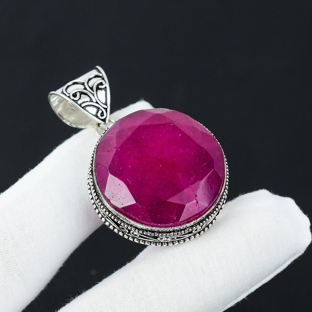 Red Ruby Pendant Red Ruby Gemstone Pendant 925 Sterling Silver Antique ...