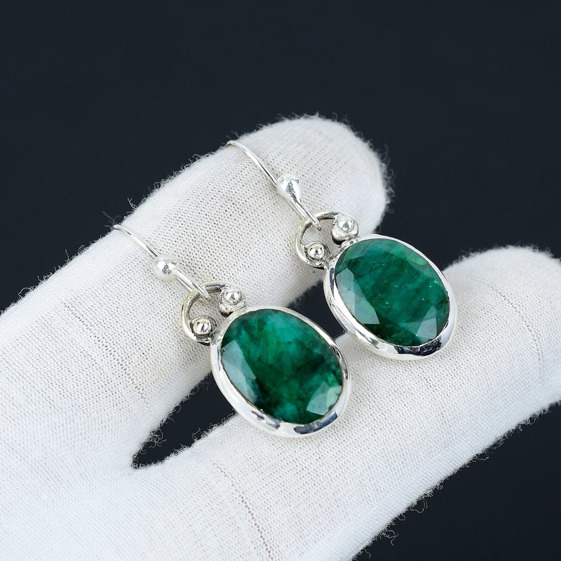 Earrings Emerald Oval - Etsy
