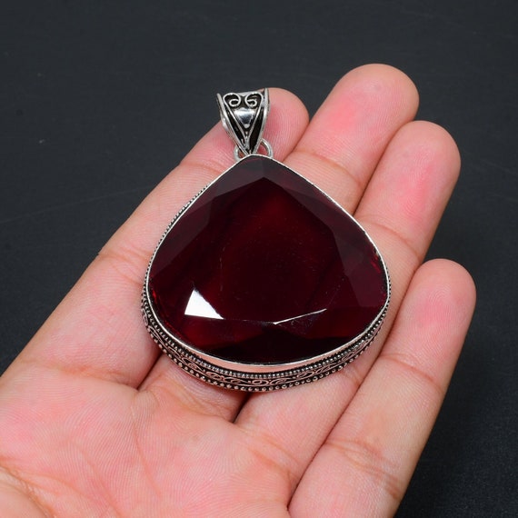 Red Garnet Gemstone Pendant Red Garnet Handmade 925 Sterling - Etsy