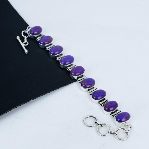 Purple Copper Turquoise Bracelet Purple Turquoise Gemstone Handmade 925 Sterling Silver Bracelet Turquoise Bracelets for Gifts for Her Etsy