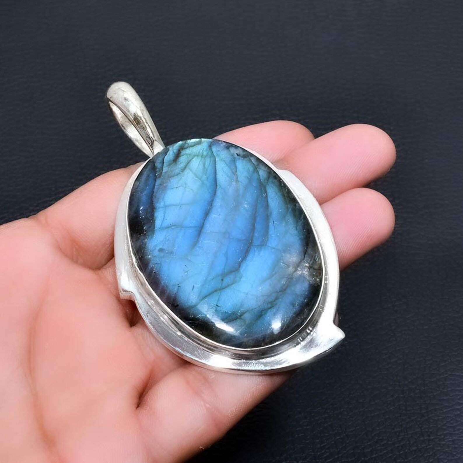 Natural Fire Labradorite, Big Size Gemstone Handmade 925 Sterling ...