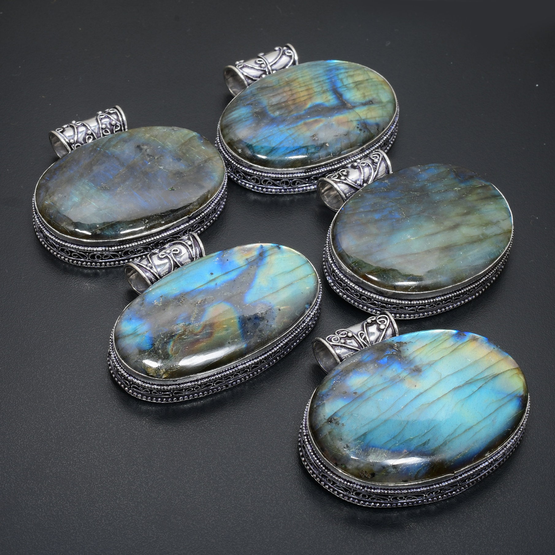 Blue Fire Labradorite Gemstone Handmade 925 Sterling Silver - Etsy