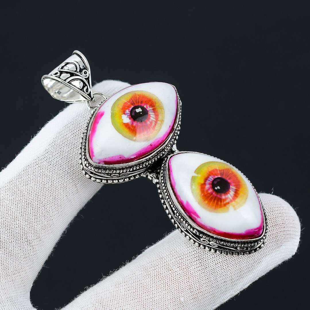 Honey Color Double Human Eye Pendant, 925 Sterling Jewelry Eye Pendant ...