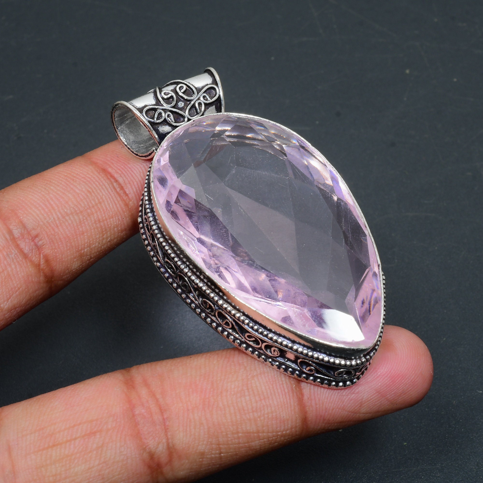 Pink Kunzite Gemstone Pendant Pink Kunzite 925 Sterling Silver - Etsy