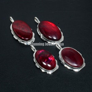 Red Labradorite Pendant Natural Labradorite Gemstone Handmade 925 ...