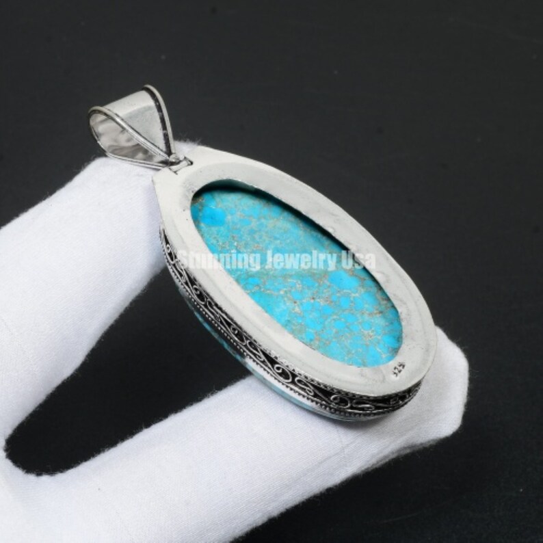 Turquoise Pendant Gemstone Pendant 925 Sterling Silver Pendant Handmade ...