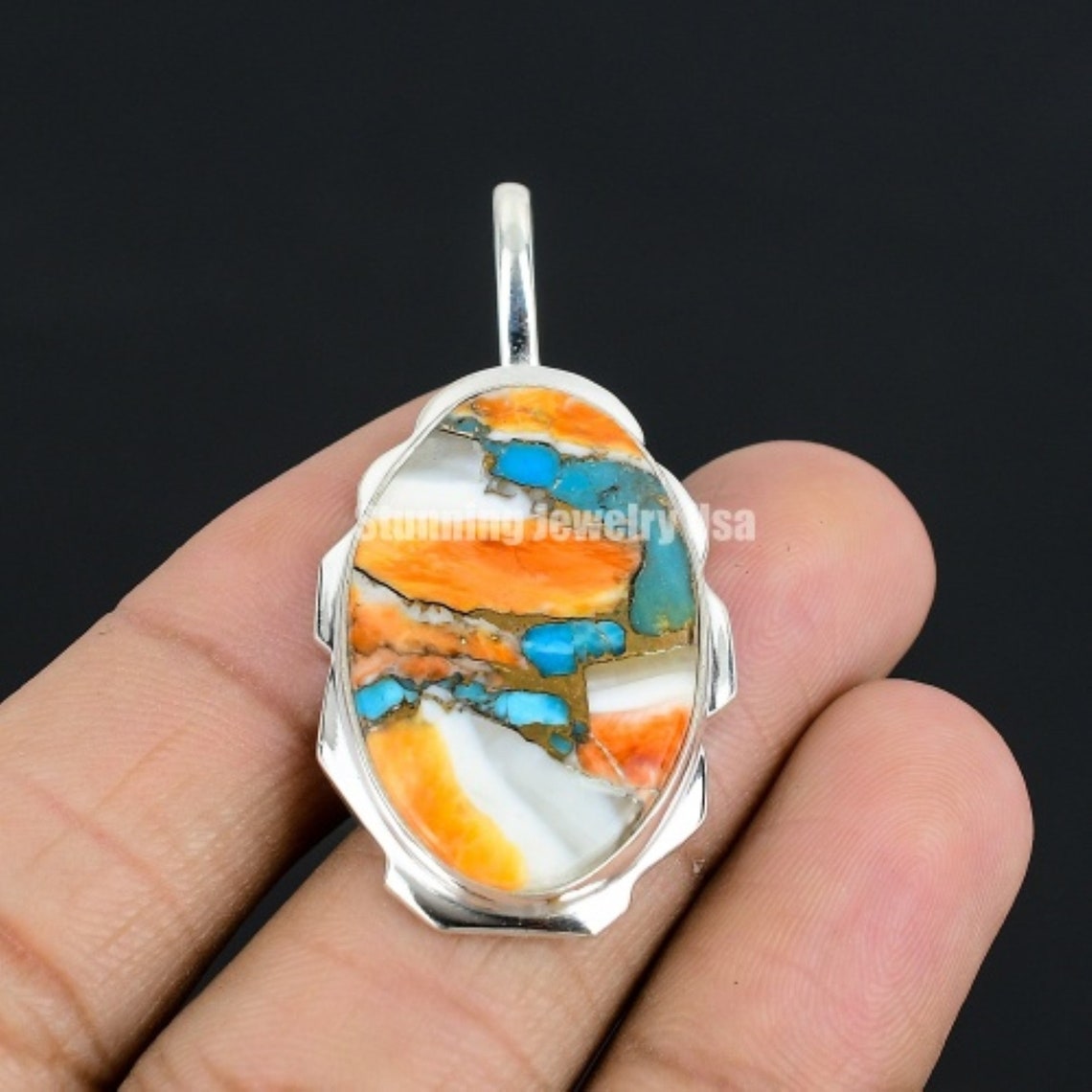 Spiny Oyster Pendant Spiny Oyster Turquoise Gemstone Handmade 925 ...