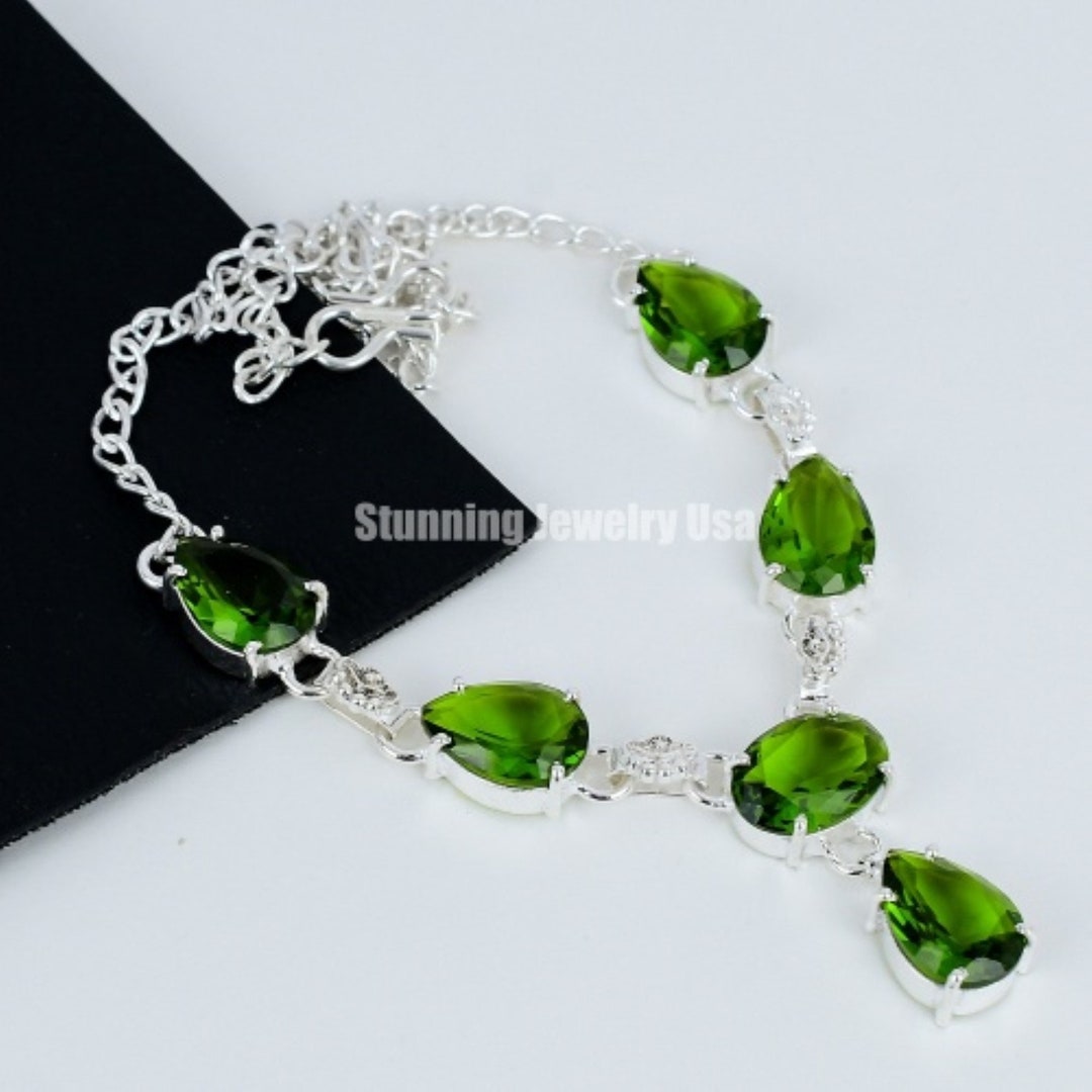 Peridot Gemstone Handmade 925 Sterling Silver Necklace, Peridot Jewelry ...