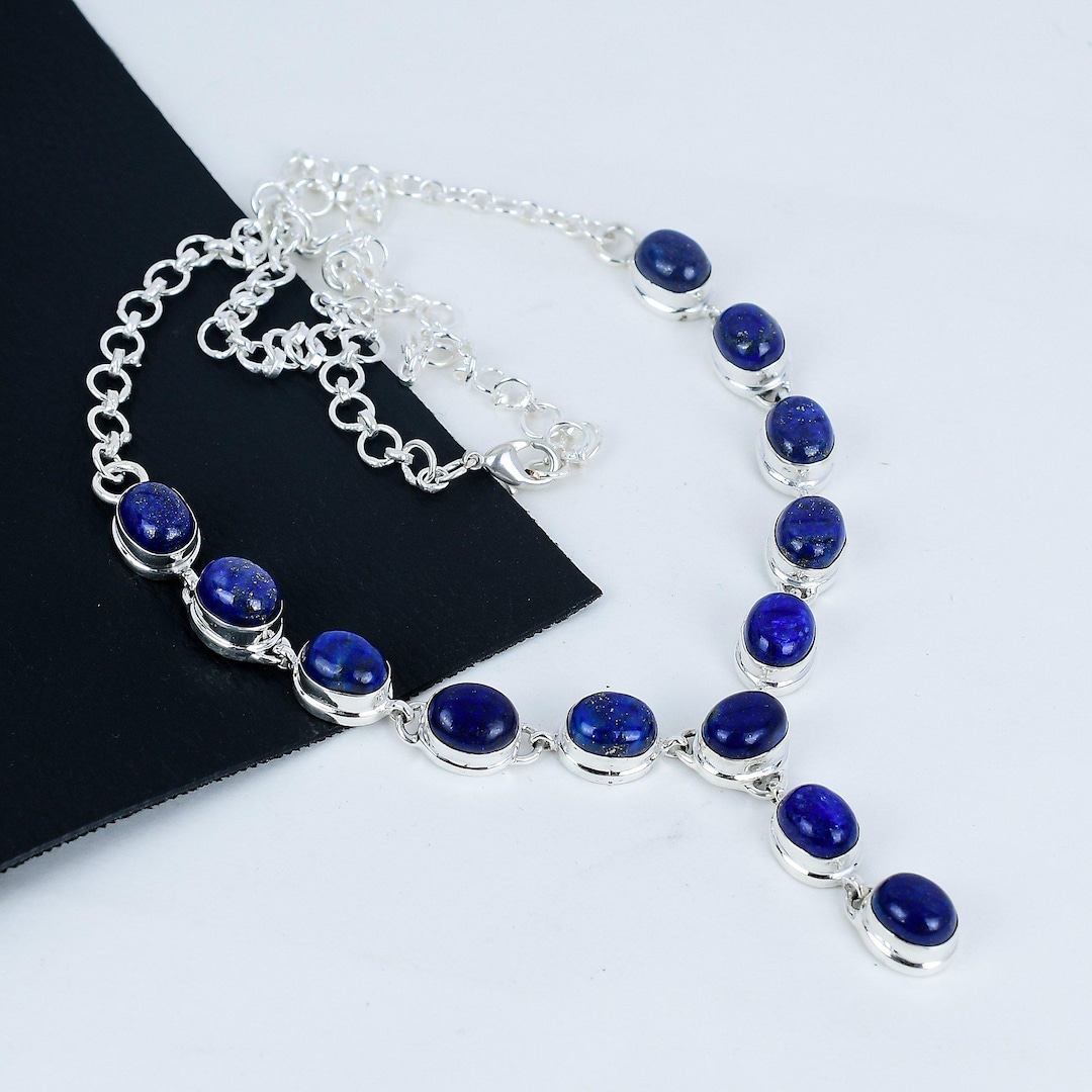 Lapis Lazuli Gemstone Necklace, Lapis Lazuli Natural Gemstone Handmade ...