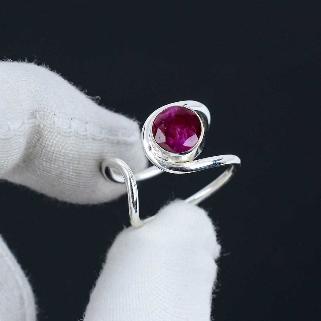 Kashmir Ruby Rings, 925 Sterling Silver Solid Rings, Boho Silver Jewelry Rings, Adjustable ...