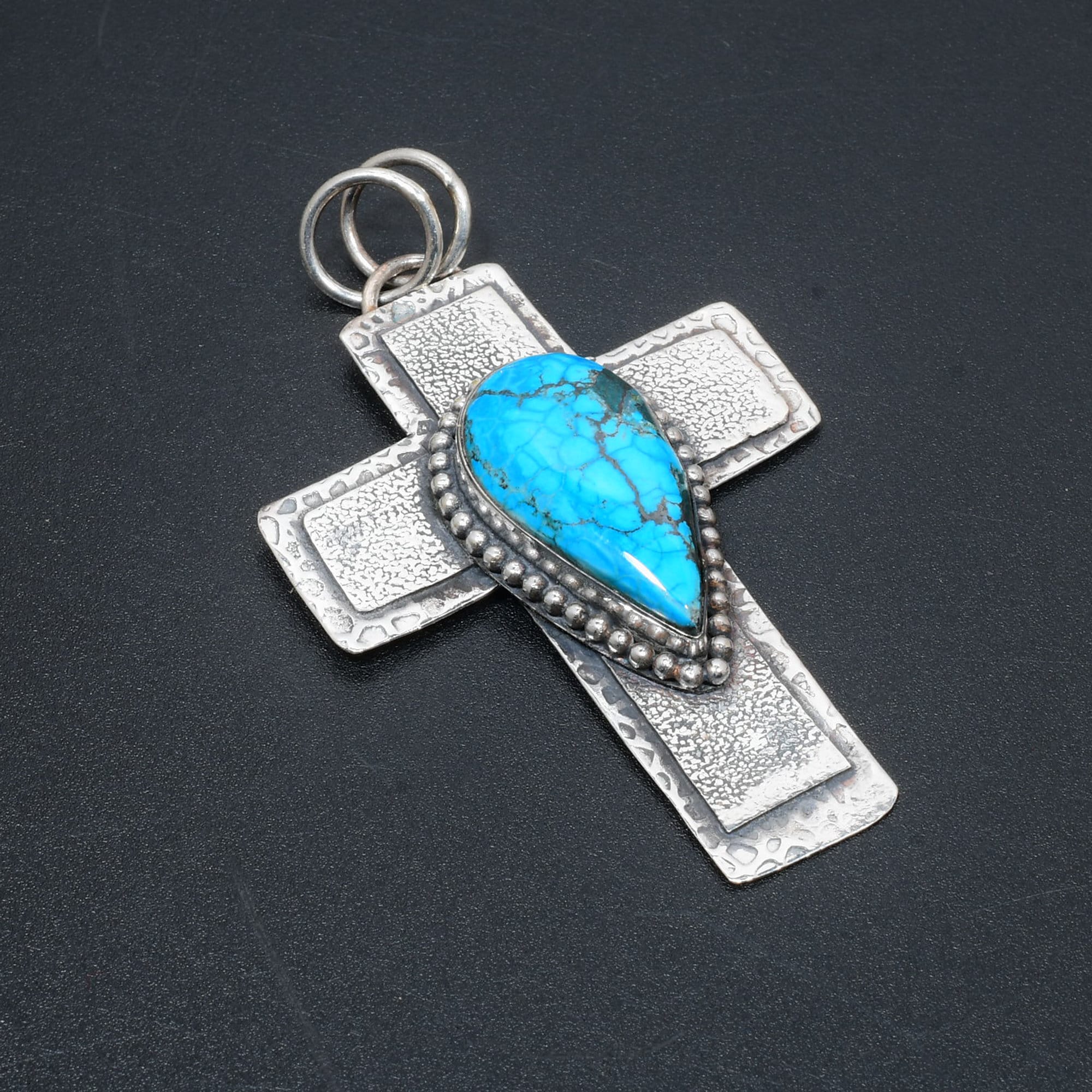 Natural Turquoise Cross 925 Sterling Silver Pendant Turquoise Gemstone ...