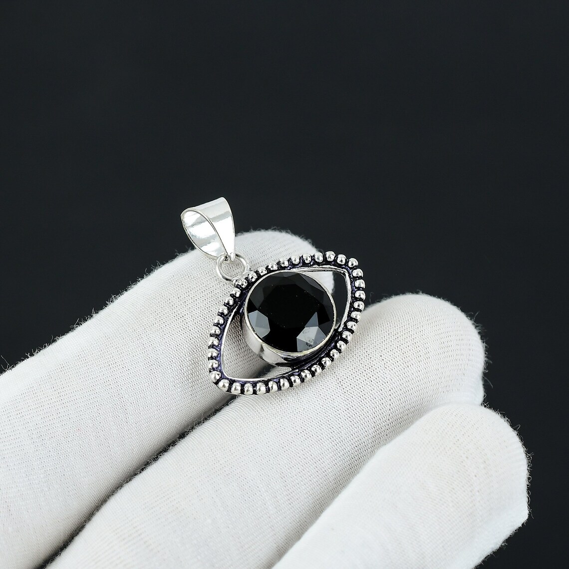 Black Spinel Eye Pendant 925 Sterling Silver Pendant Spinel Handmade ...