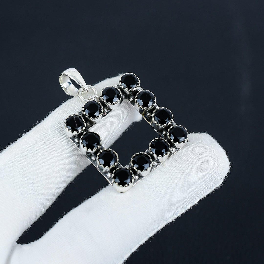 Black Spinel Pendant, Handcrafted 925 Sterling Silver Pendant With ...