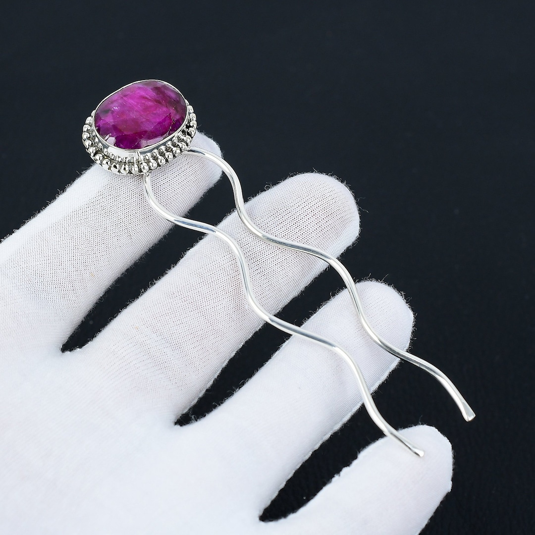 Ruby Gemstone Dainty Pin Hair Bun Holder, Hair Fork, Hair Clips, Hair ...